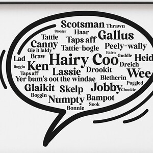 Scottish Typography Print, Unique Scottish Wall Print, Scottish Slang ...
