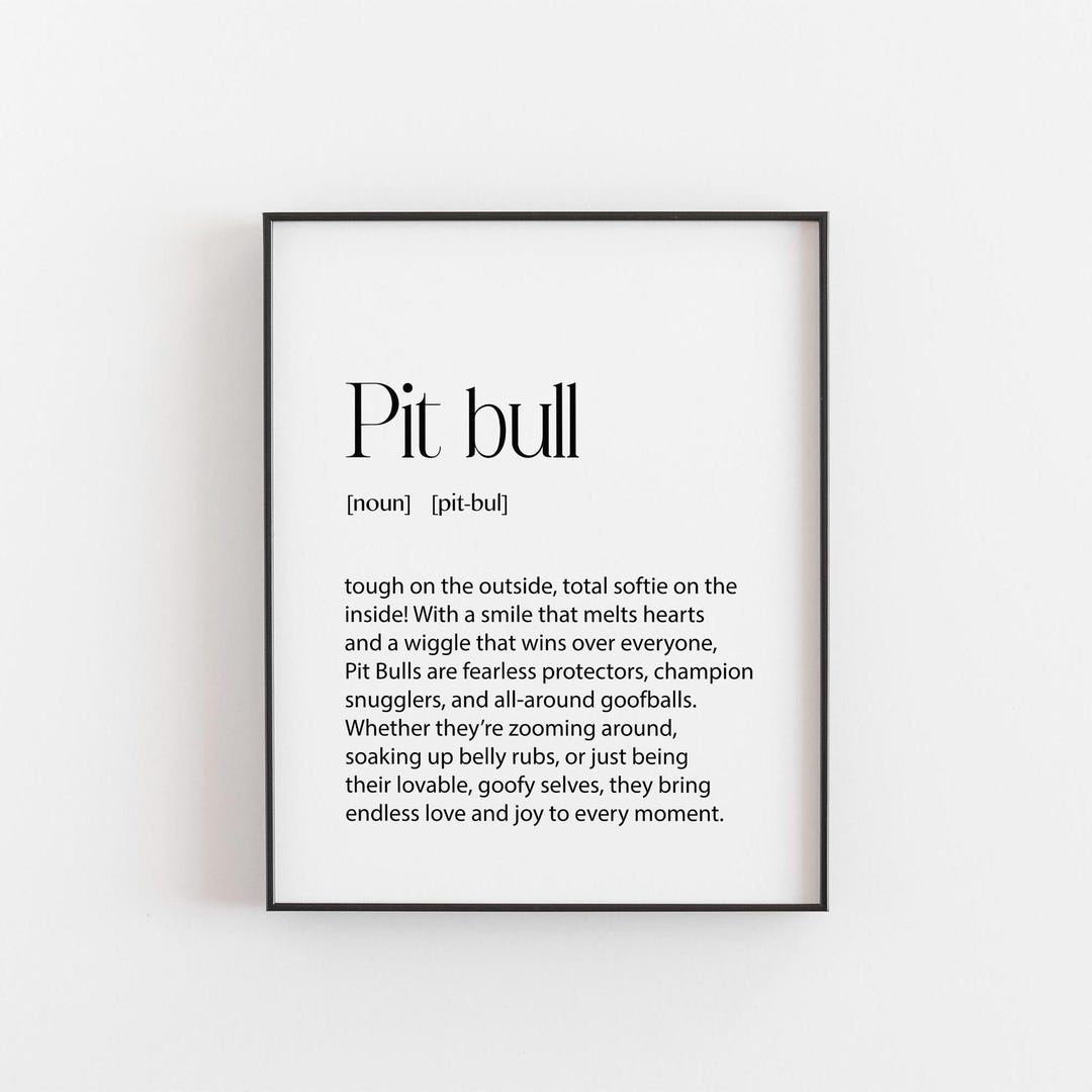 Pit Bull Definition Print – Dog Lover Wall Art, Pit Bull Gift, Pet ...