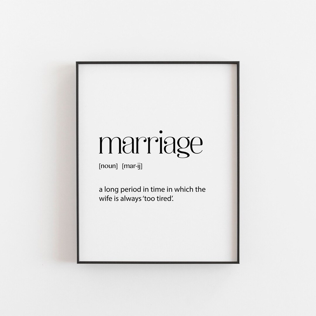 Marriage Definition Print Funny Couples Gift Digital Download Humorous ...