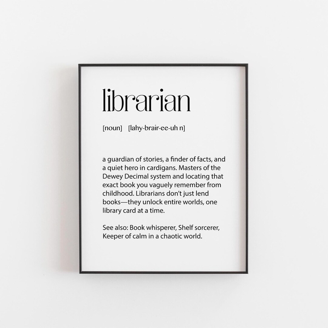 Librarian Definition Print - Unframed Wall Art - Book Lover Poster ...