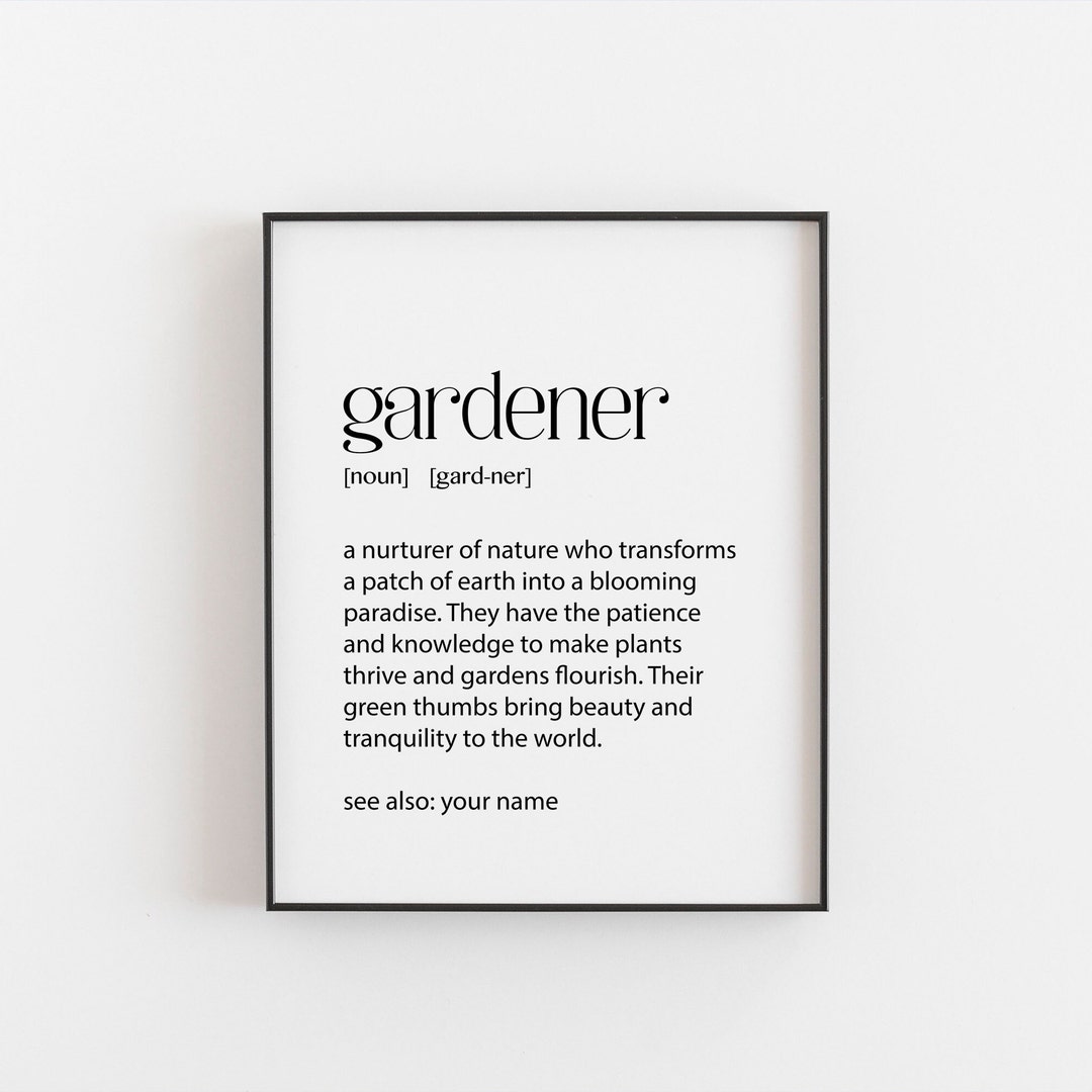 Personalised Gardner Gift - Definition Print | Gardening Wall Art ...