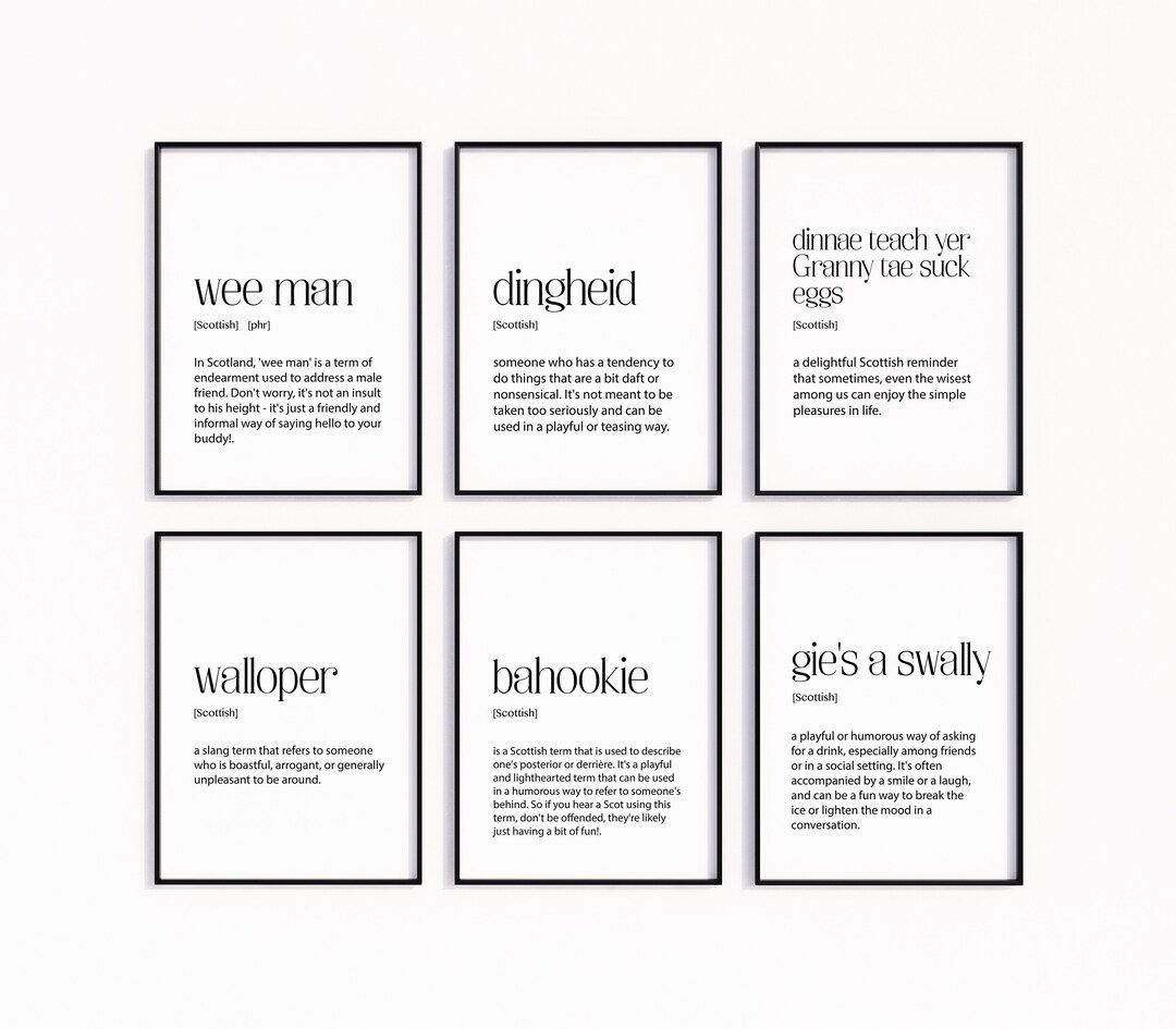 Scottish Poster Prints, Set of Scottish Prints, Scotland Slang, Gift ...