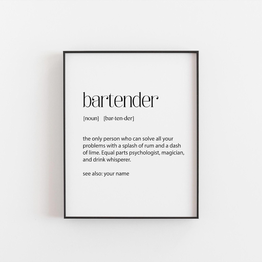 Personalised Bartender Definition Print – Custom Bar Decor, Perfect ...
