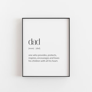 Dad Definition, Dad Gift, Dad Birthday Gift, Dad Christmas Gift, Dad ...