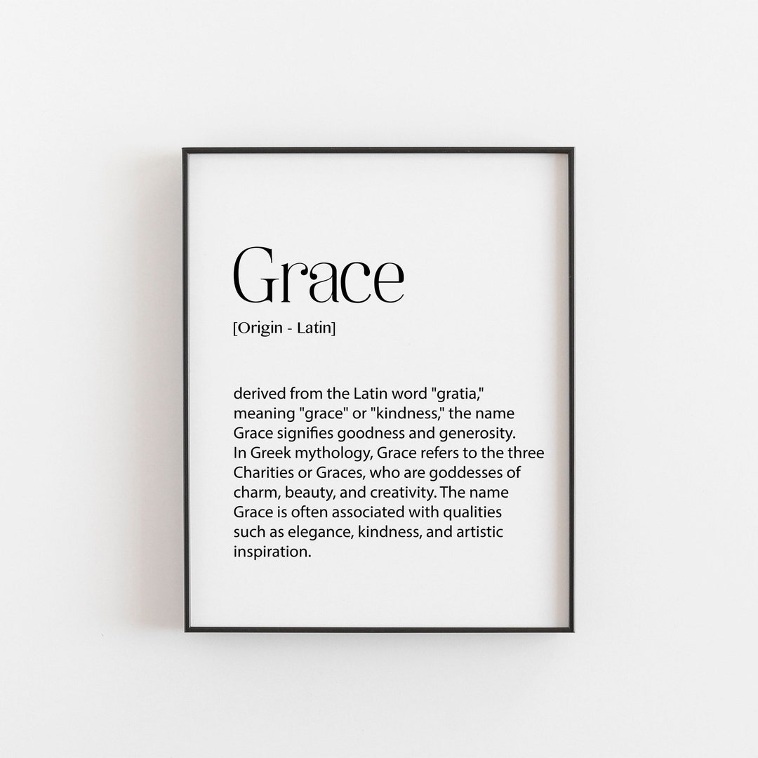 Grace Name Meaning Print, Girls Name Art, Nursery Decor, Personalised ...