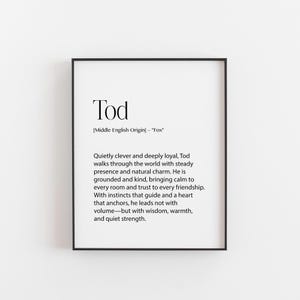 Tod Name Meaning Print, Boys Name Art, Nursery Decor, Personalised Room ...