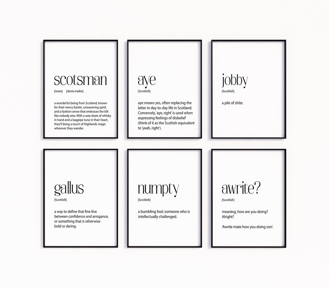 Scottish Poster Prints - Set of Scottish Prints - Scotland Slang - Gift ...