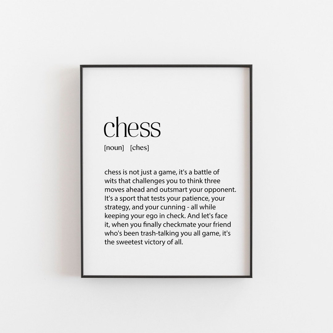 Hilarious Definition of Chess Art Print Perfect Gift for Chess ...