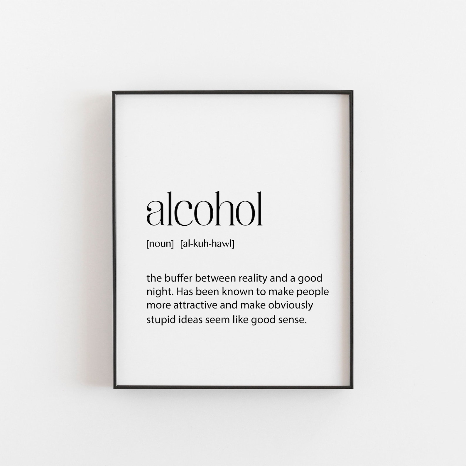 Alcohol Definition Print, Wall Art Print, Gallery Wall Ideas for ...