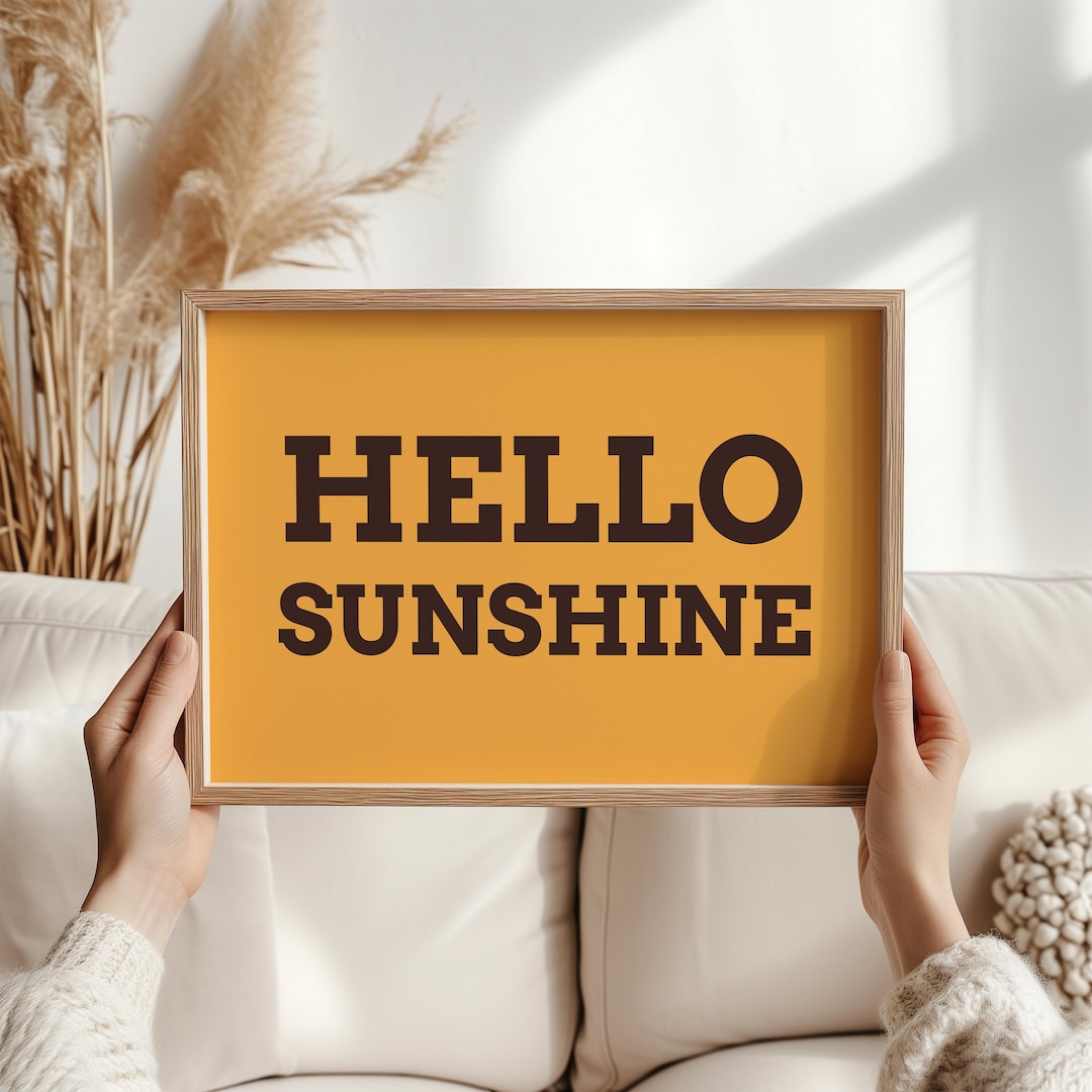 Hello Sunshine Wall Art Print – Bright Yellow Typography Poster ...