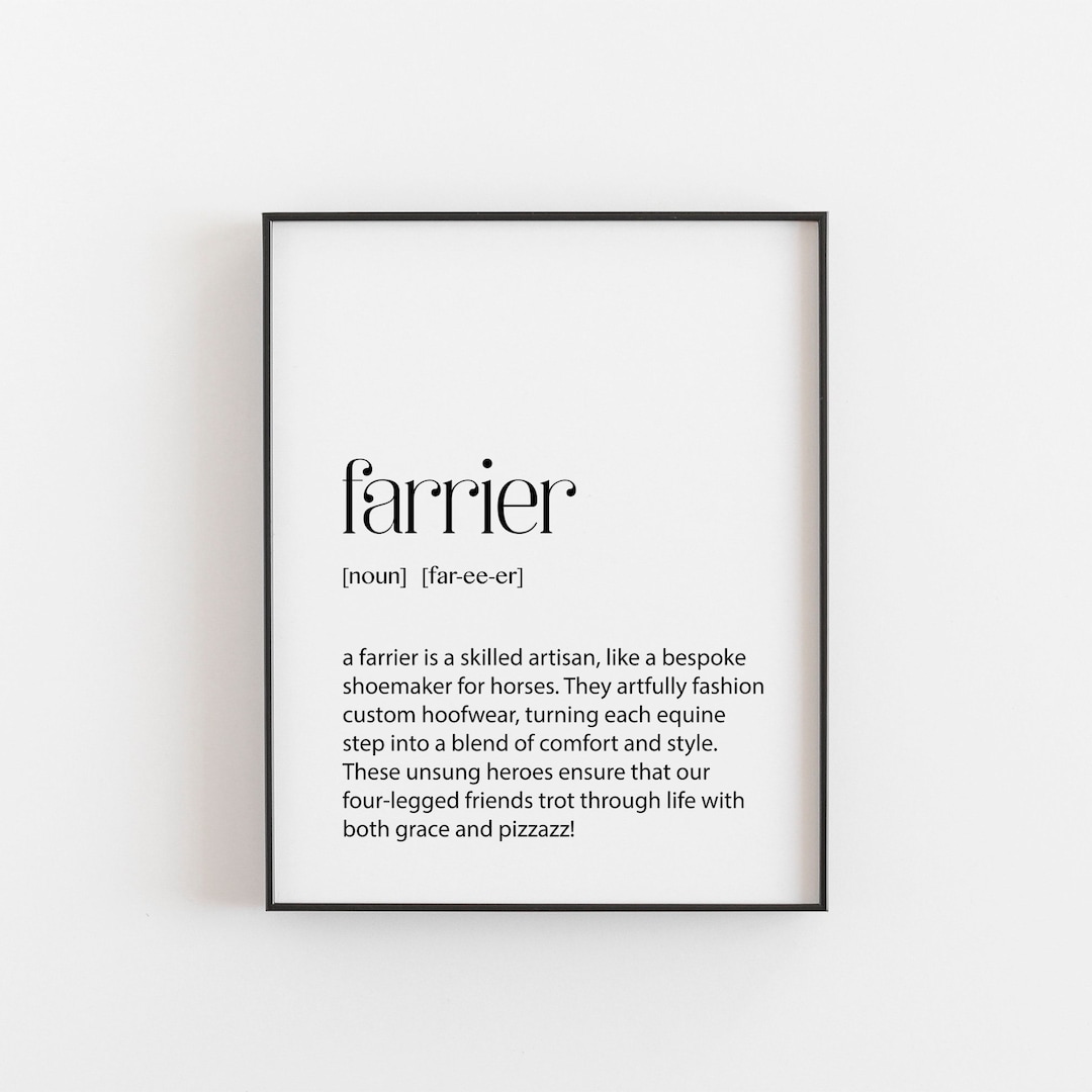 Farrier Gift - Definition Print - Horse Lover's Wall Art - Farrier ...