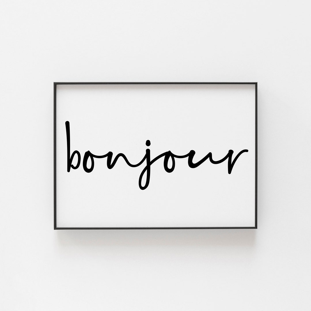 Bonjour Wall Print, French-inspired Wall Art & Decor, Hello-themed Art ...