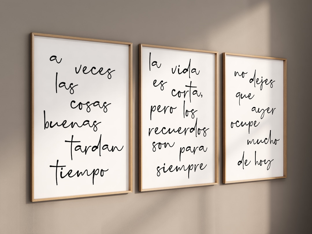 Set of 3 Spanish Quote Wall Art Prints - Inspiring Typography Decor ...