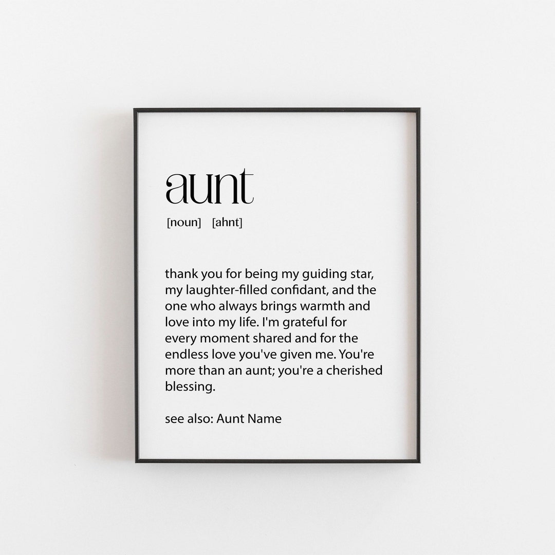 Personalised Aunt Gift, Aunt Definition Print, Christmas Gift Ideas for ...