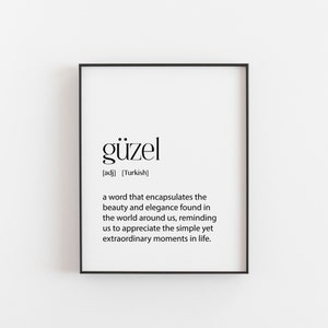 Güzel, Turkish Art, Turkish Words, Dictionary Prints, Turkish Words in ...