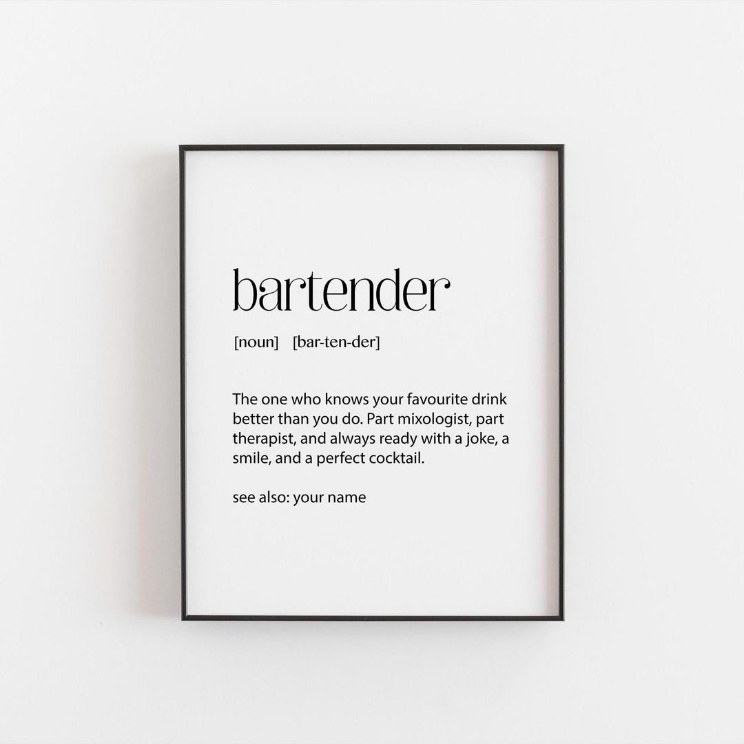 Personalised Bartender Definition Print – Custom Bar Decor, Perfect ...