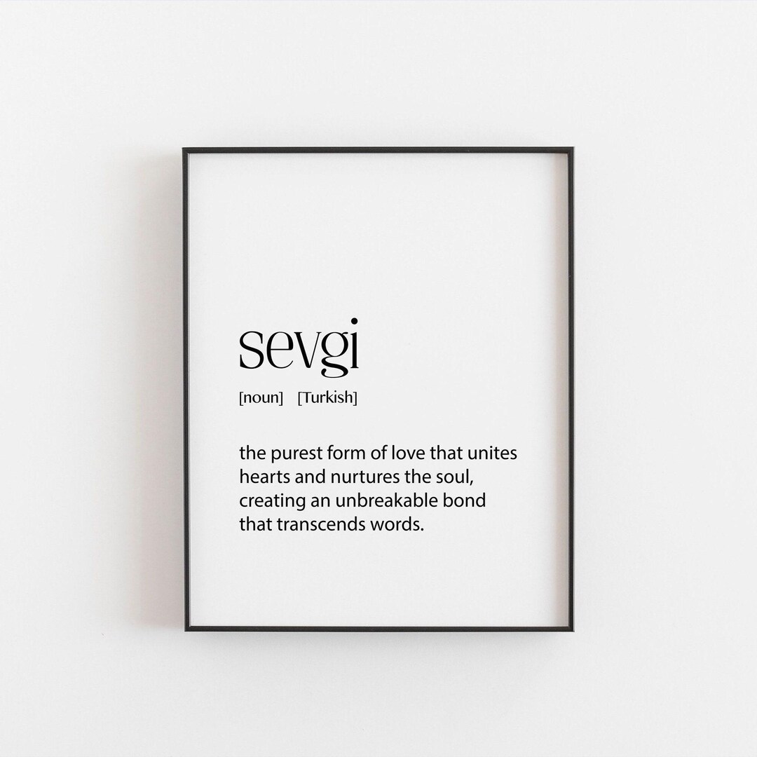 Turkish Print Sevgi Definition - Turkish Gift, Cultural Wall Art ...