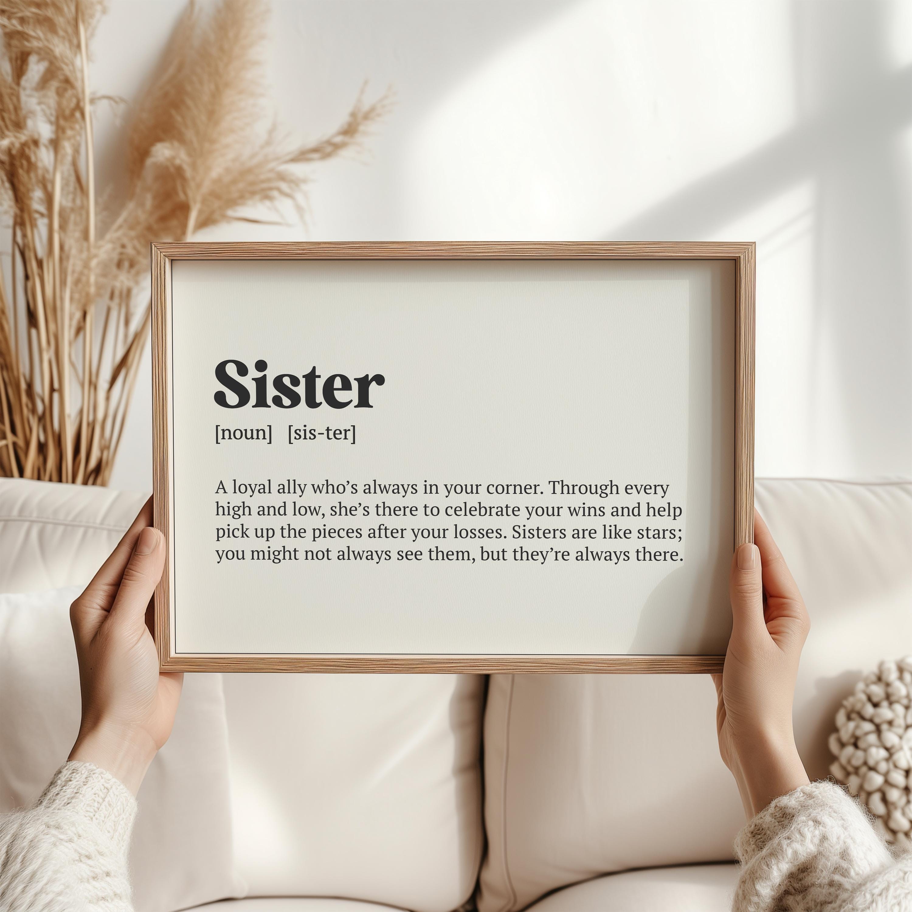Sister Definition Print | Christmas Gift for Sister | Sister Wall Art ...