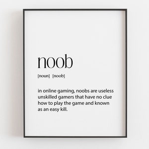 Noob Definition Print for a Games Room or Can Be Used in - Etsy