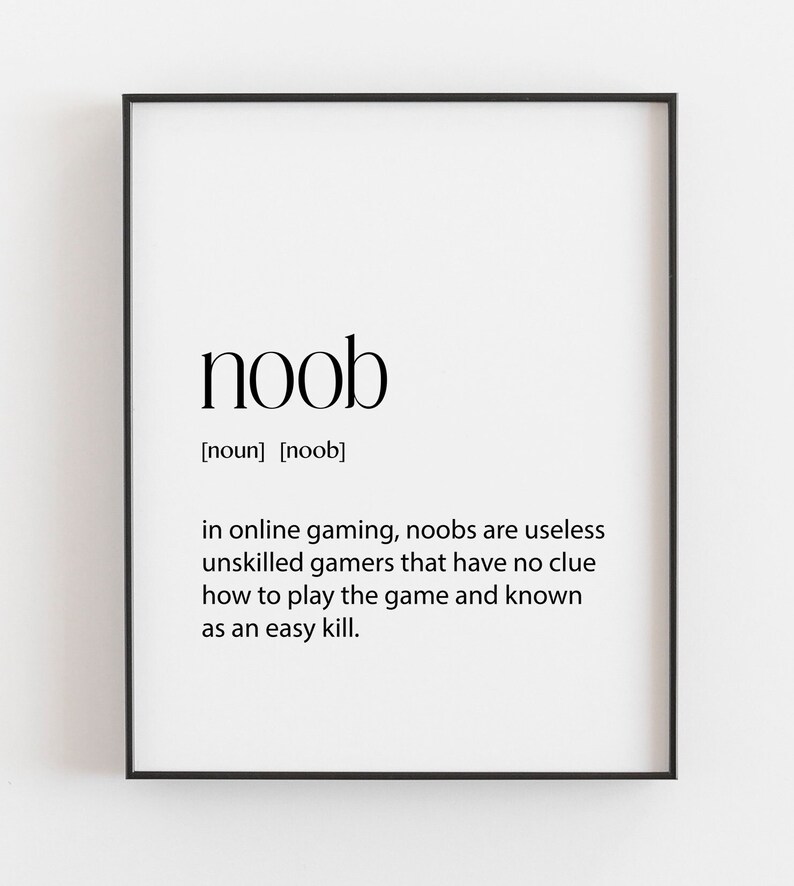 Noob Definition Print for a Games Room or Can Be Used in - Etsy Australia