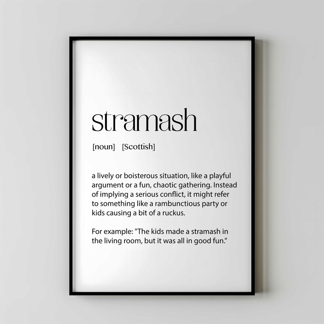 Stramash Scottish Definition Print Lively Commotion Art, Fun Home Décor, Minimalist Scottish ...