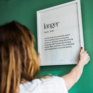 Langer Definition Print – Humorous Irish Slang Art | Unique Gift for ...