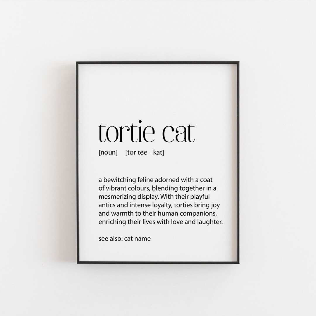 Tortie Cat Definition Print, Cat Lover Gifts, Tortoiseshell Cat Gift ...