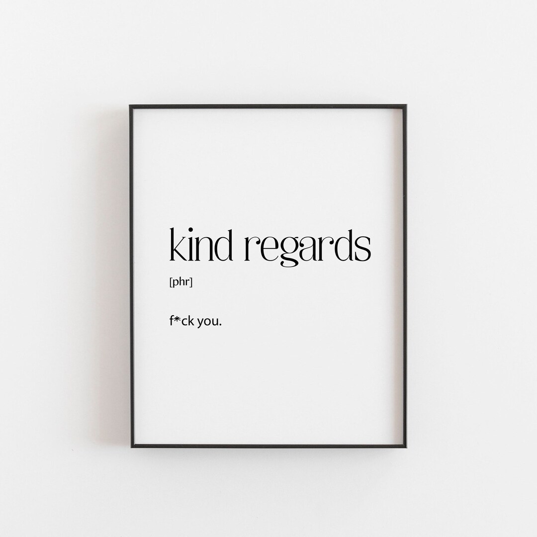 Kind Regards Print / Funny Office Wall Decor / Home Office Room Decor ...
