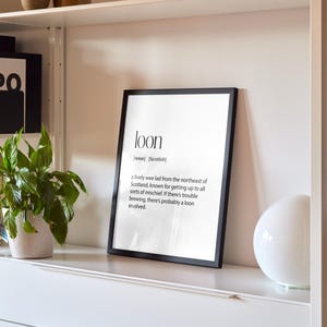 Loon Definition Print – Scottish Wall Art, Funny Lad Gift, Scots ...