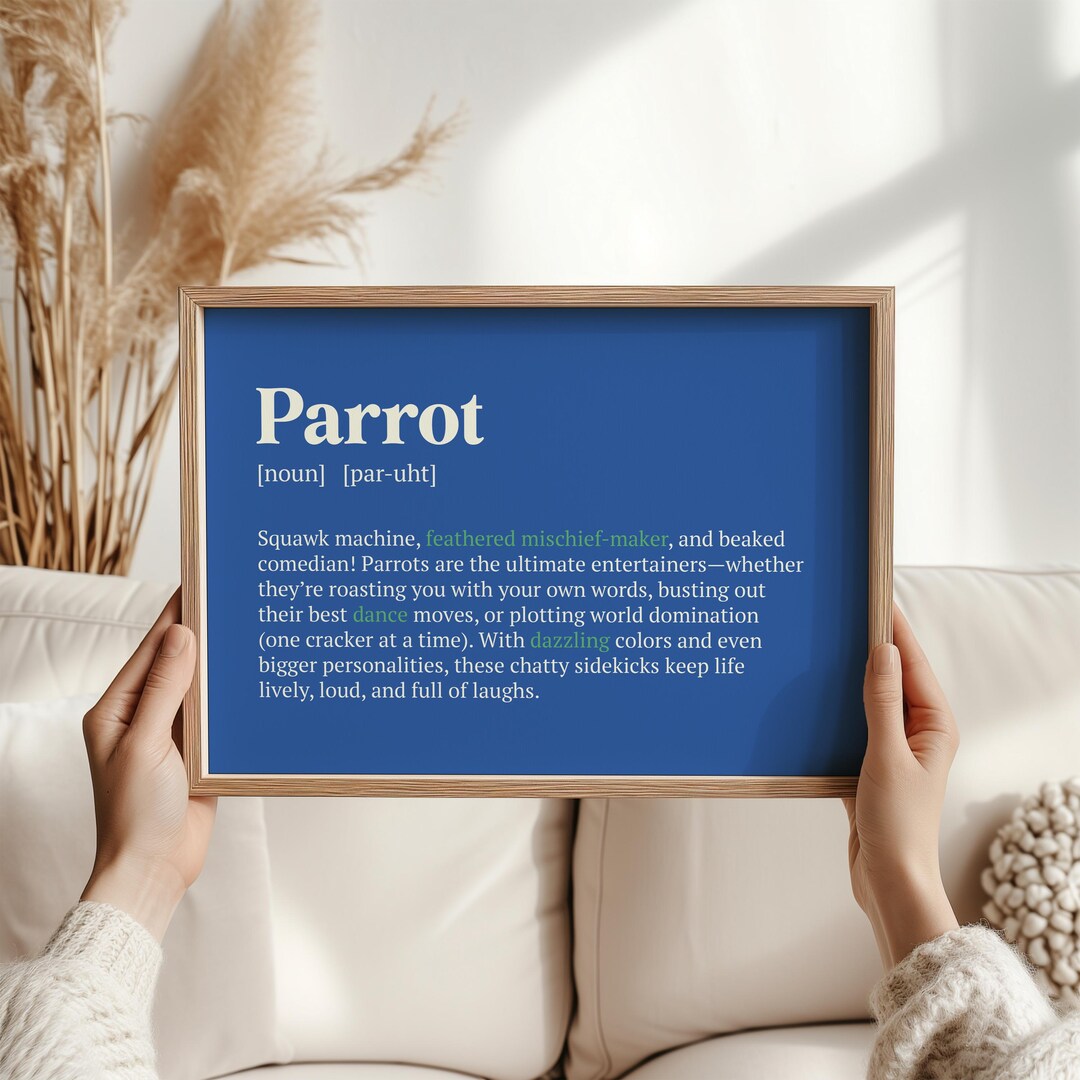 Parrot Definition Print - Colorful Wall Art for Bird Lovers, Fun Parrot ...