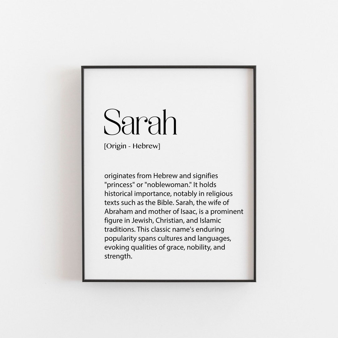 Sarah Name Meaning Print | Girls Name Art | Nursery Decor ...