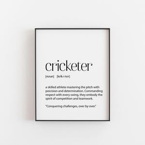 Cricket Print, Definition Print, Cricket Gift. Wall Art for Cricketers ...