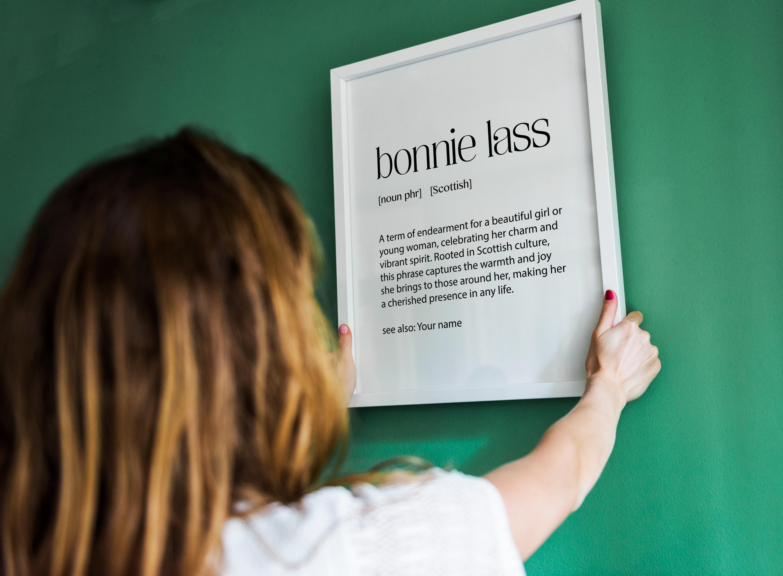 Personalised Bonnie Lass Definition Print | Scottish Gift for Christmas ...