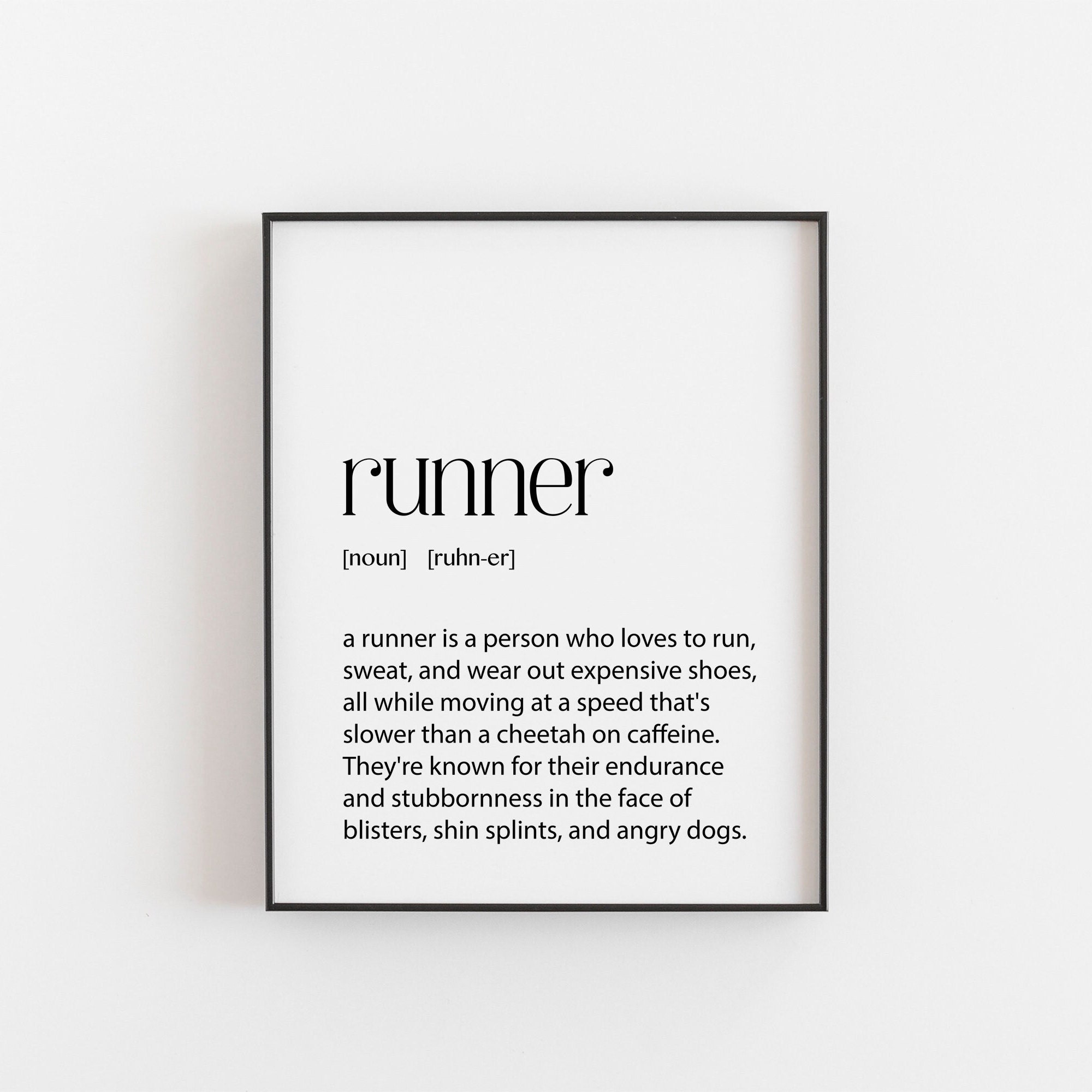 Runner Definition Print Funny Running Gift Marathon Runner Wall Art ...