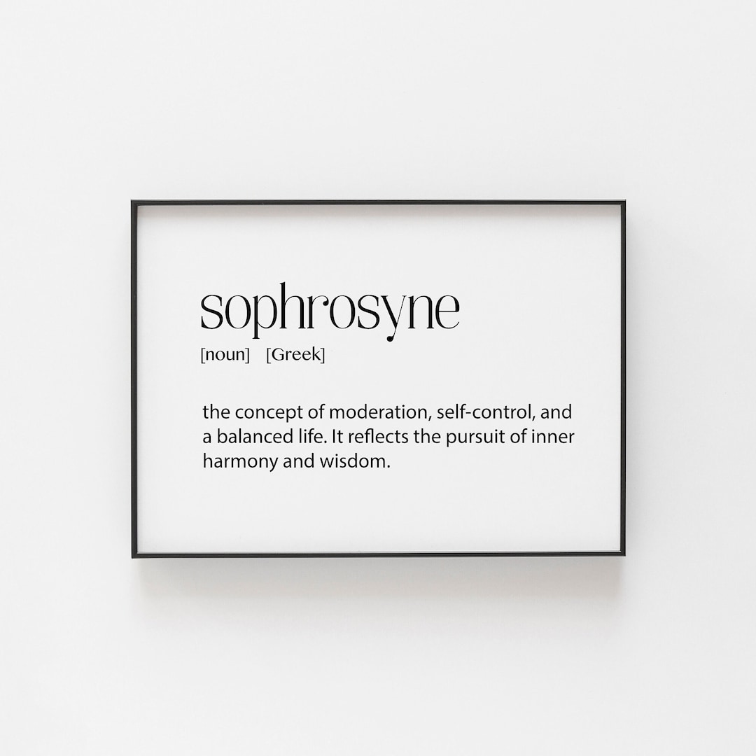 Sophrosyne Definition Greek Art Print From Greece, Modern Typography Poster Greek Themed Wall ...