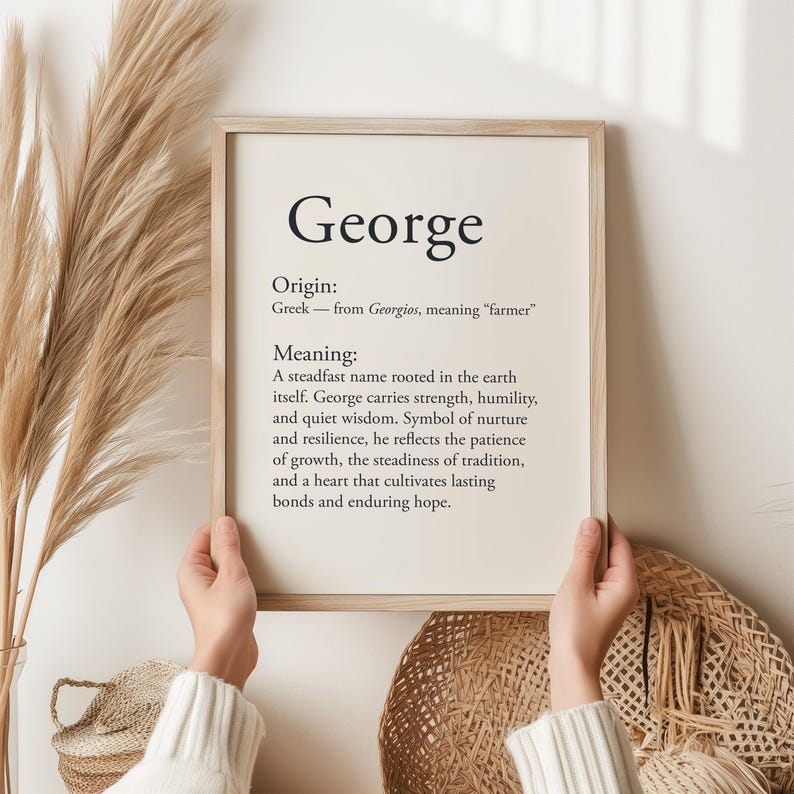 George Name Meaning Print – Greek Origin Definition Wall Art, Premium ...