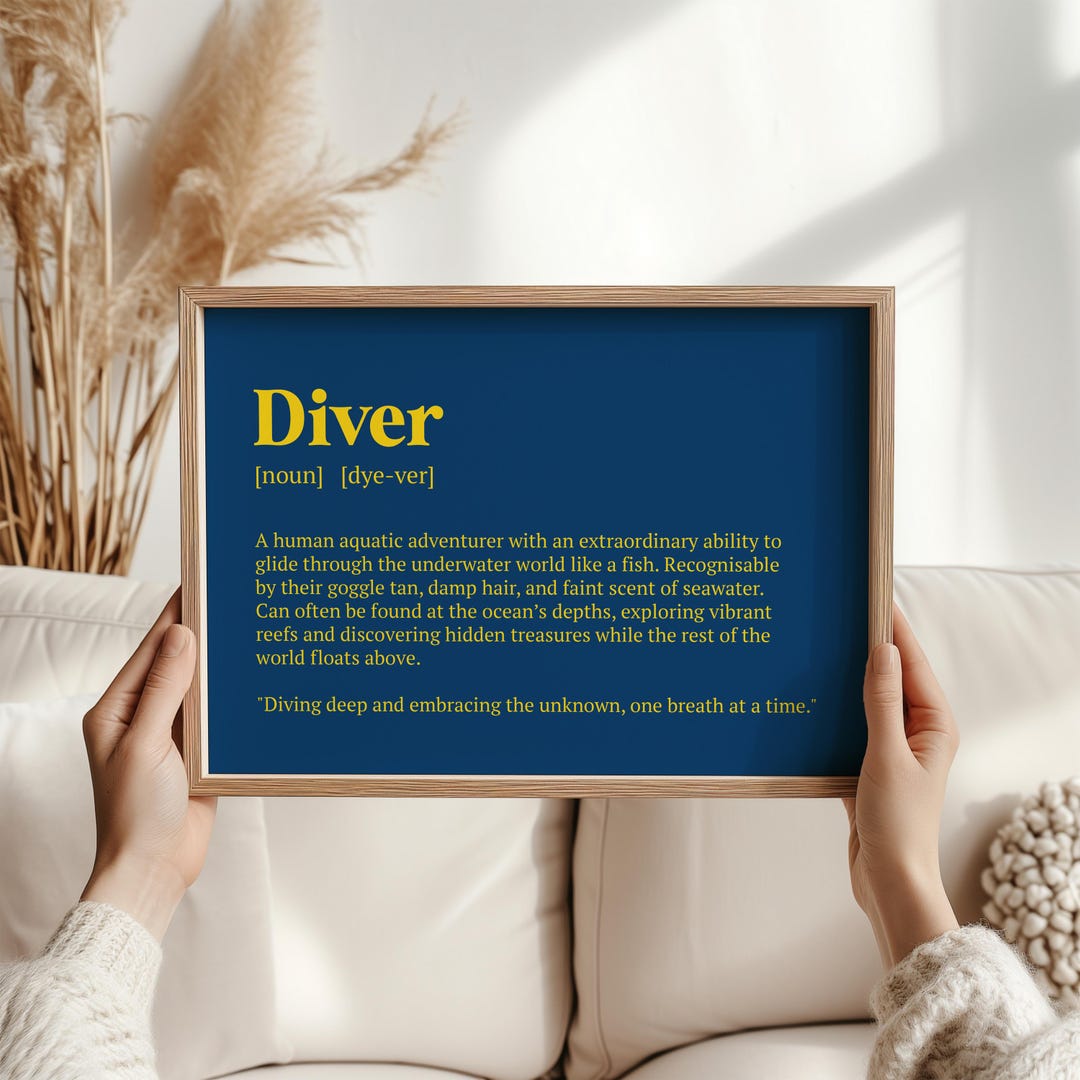 Diver Definition Print | Underwater Adventure Wall Art | Gift for Ocean ...