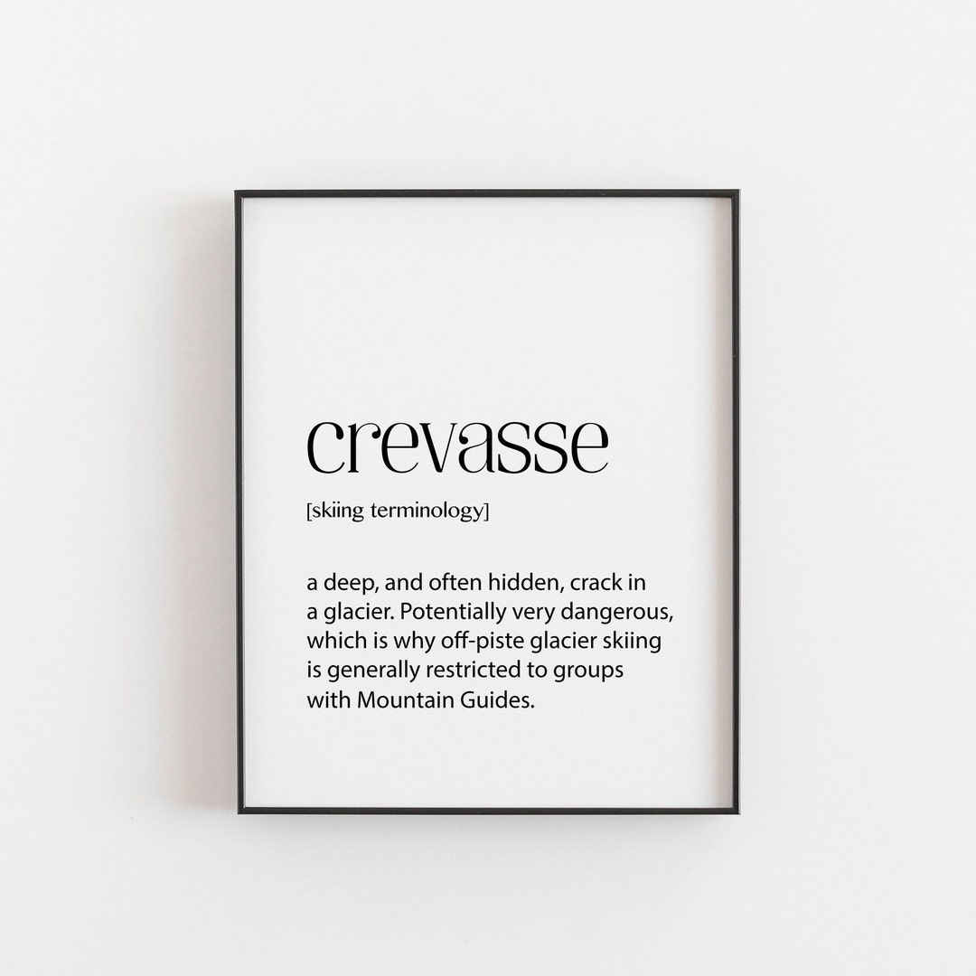 Crevasse Skiing Definition Print – Ski Terminology Wall Art, Alpine ...
