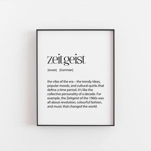 Zeitgeist Definition Print – Spirit of the Era, Cultural Mood Art ...