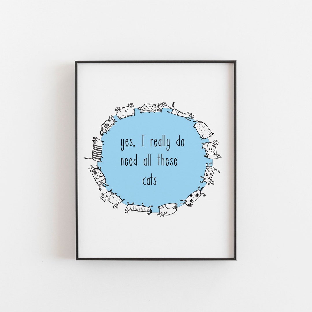 Cat Wall Art, Cat Gifts, A Fun Colour Pop Cat Poster, Cat Quote Poster ...