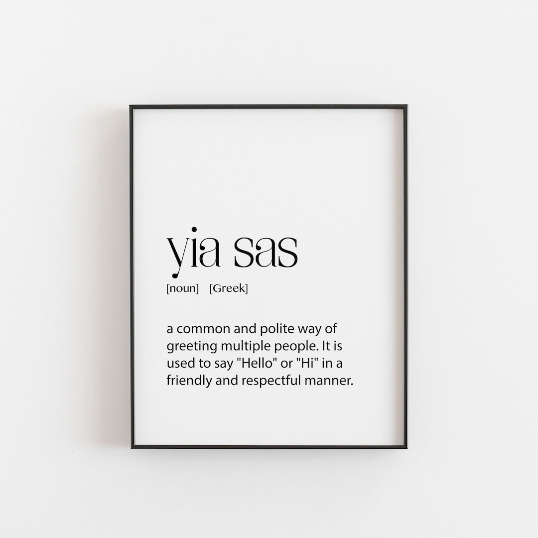 Greek Prints Wall Art, Yia Sas, Dictionary Print Definition, Greek ...