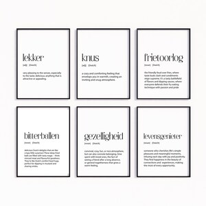 Set of 6 Dutch Word Definition Prints Word Art Collection Typography ...