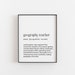Geography Teacher Definition Print: Inspiring Teacher Appreciation Gift ...