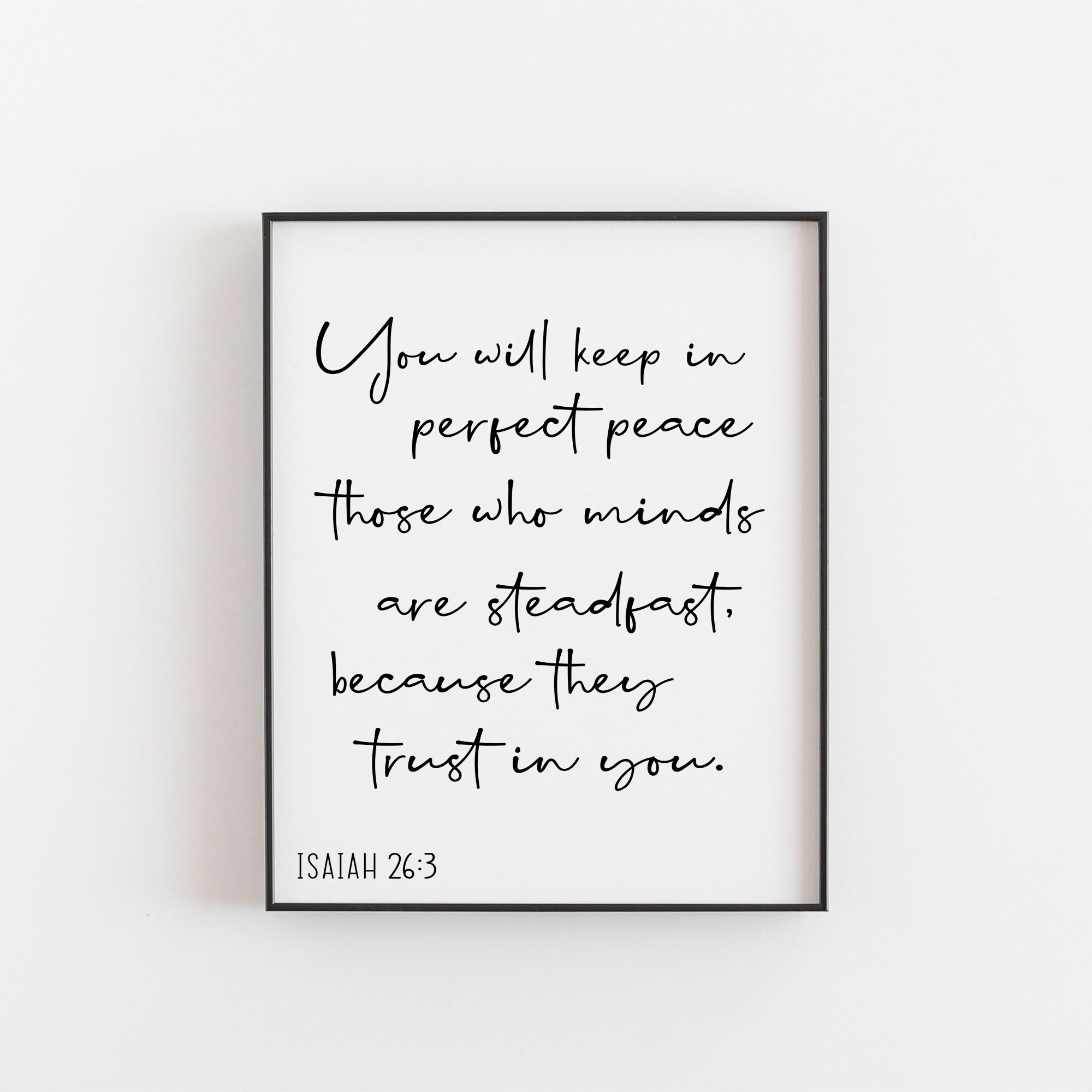 Inspirational Bible Verse Print, Isaiah 26:3, Trusting in God's Promise ...