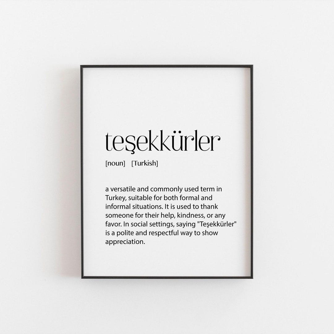 Turkish Print Teşekkürler Definition - Turkish Gift, Cultural Wall Art ...