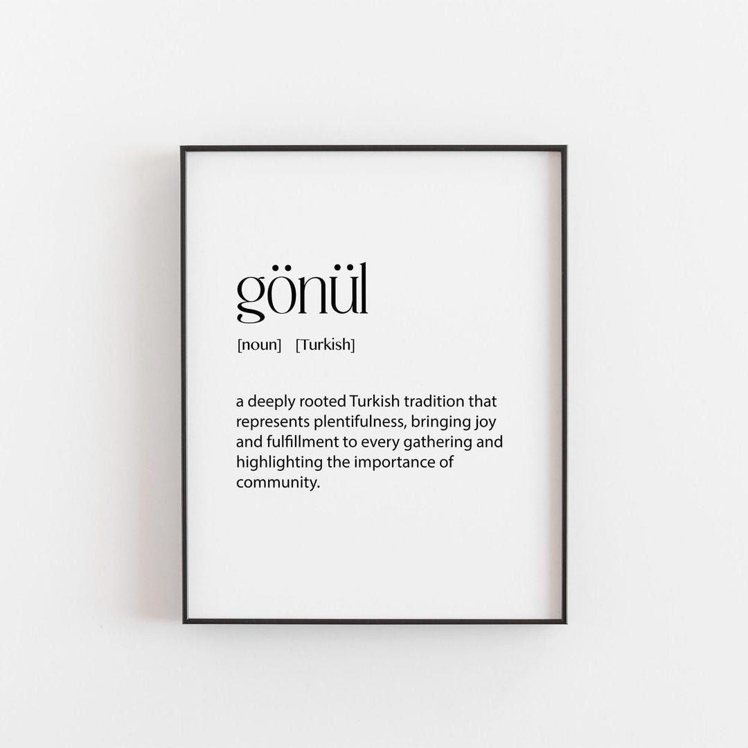 Gönül Definition Print | Turkish Gift, Cultural Wall Art, Turkish ...
