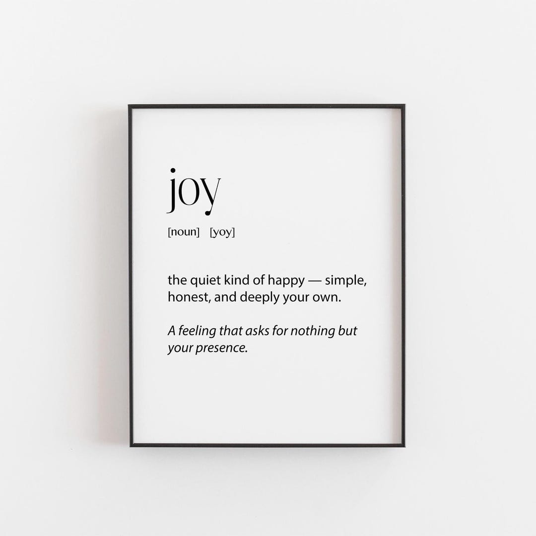 Joy Definition Wall Art – Minimalist Wellness Print, Calm Home Decor ...