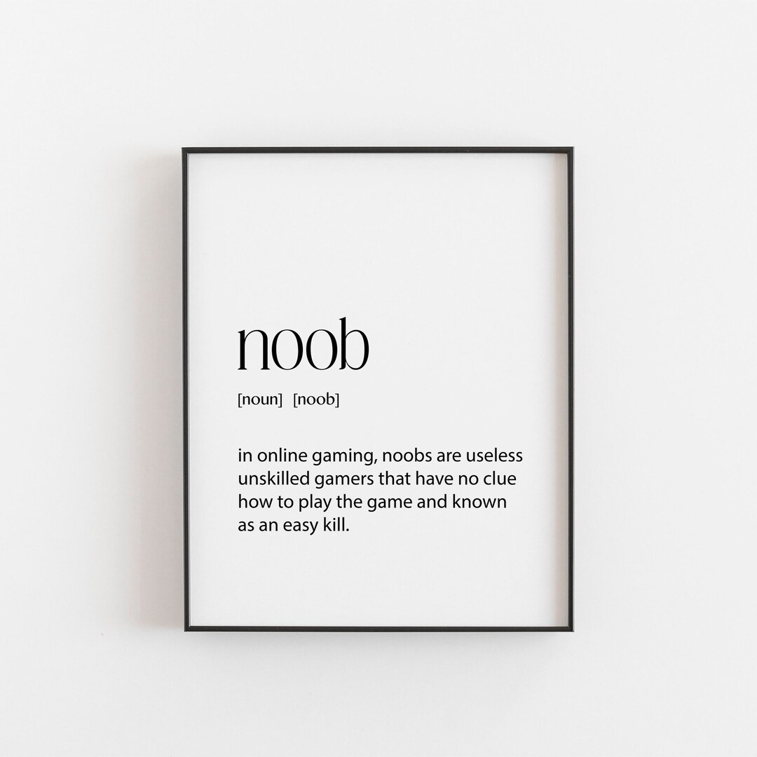 Noob Definition Print for a Games Room or Can Be Used in Teenage Boys ...
