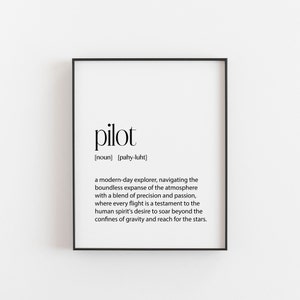 Aviation-inspired Pilot Definition Print Wall Art Decor, Best Gift for ...