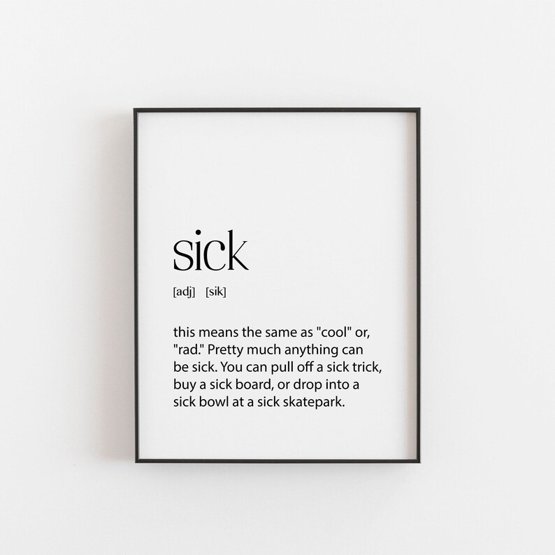Skateboarder Gift Sick Definition Slang Skateboarder Gifts - Etsy UK